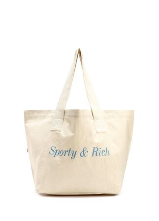 Sporty & Rich Kadın Naturel Logolu Alışveriş Çantası Bej EU
