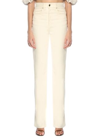 Jacquemus Kadın Ekru Yüksek Bel Boru Paça Jean Pantolon Bej 24 US
