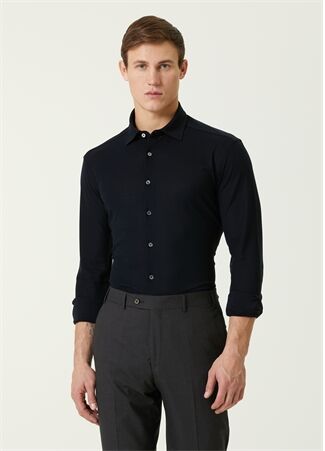 Zegna Erkek Lacivert Polo Yaka Uzun Kol T-shirt 50 IT