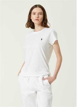 Polo Ralph Lauren Kadın Beyaz Bisiklet Yaka T-shirt XS EU
