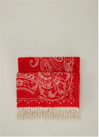 Etro Home Kırmızı Etnik Desenli Püsküllü Yün Throw Etro Home Kırmızı Etnik Desenli Püsküllü Yün Throw