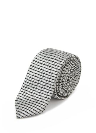 Palzileri Lab Erkek Gri Geometrik Desenli İpek Kravat EU