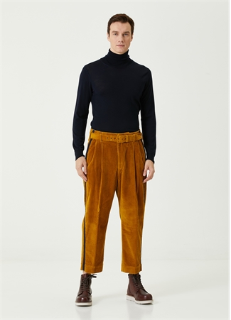 Pal Zileri Erkek Turuncu Beli Kemerli Pilili Pantolon Sarı 48 IT Pal Zileri Erkek Turuncu Beli Kemerli Pilili Pantolon Sarı 48 IT