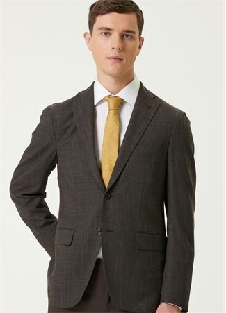 Pal Zileri Erkek Kahverengi Kareli Yün Ceket 58 IT