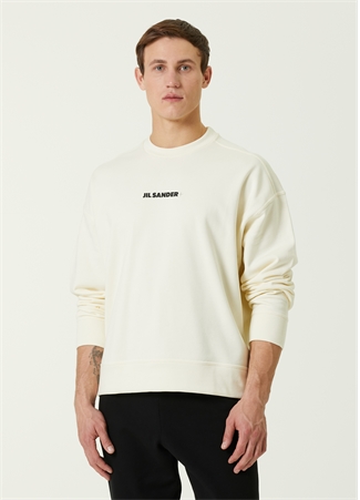Jil Sander Erkek Beyaz Logo Detaylı Sweatshirt Bej M EU Jil Sander Erkek Beyaz Logo Detaylı Sweatshirt Bej M EU