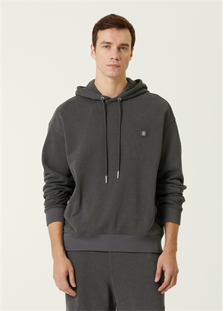 Solid Homme Erkek Gri Kapüşonlu Logolu Sweatshirt 46 IT Solid Homme Erkek Gri Kapüşonlu Logolu Sweatshirt 46 IT
