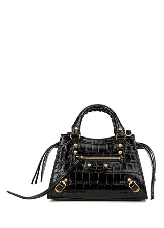 Balenciaga Kadın City Siyah Logolu Deri Omuz Çantası EU