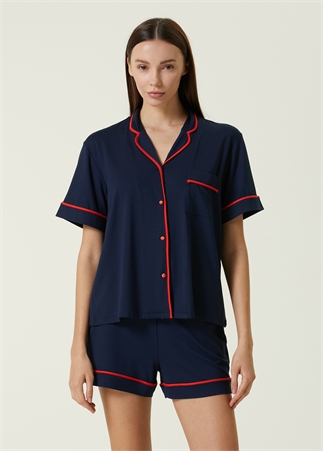 House of Silk Kadın Lacivert Biyeli Şortlu Pijama Takımı 34 EU House of Silk Kadın Lacivert Biyeli Şortlu Pijama Takımı 34 EU