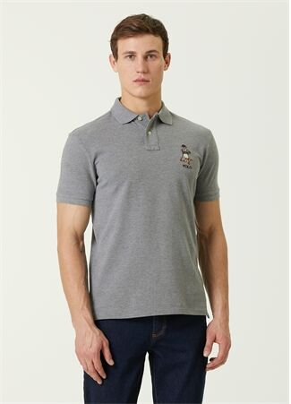Polo Ralph Lauren Erkek Gri Yaka Logolu T-shirt L EU