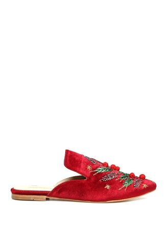 AnatolianCraft Kadın Kokina Kırmızı Nakışlı Terlik 36 EU