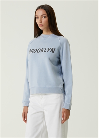 Victoria by Beckham Kadın Mavi Baskılı Organik Pamuk Sweatshirt S EU Victoria by Beckham Kadın Mavi Baskılı Organik Pamuk Sweatshirt S EU