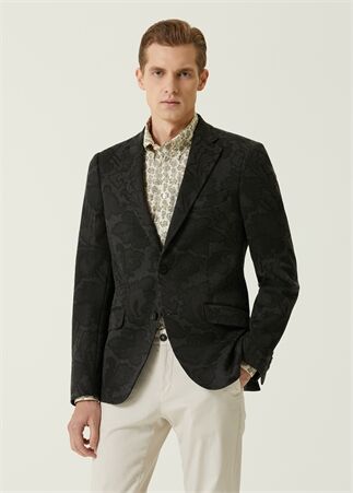 Etro Erkek Gri Kelebek Yaka Şal Desenli Ceket 50 IT