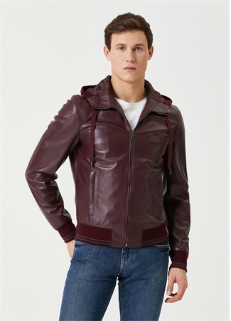 Dolce&Gabbana Erkek Bordo Kapüşonlu Deri Mont 46 IT Dolce&Gabbana Erkek Bordo Kapüşonlu Deri Mont 46 IT