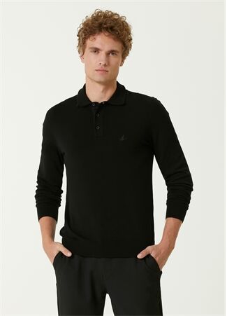 Beymen Club Erkek Siyah Polo Yaka Süet Detaylı Triko S