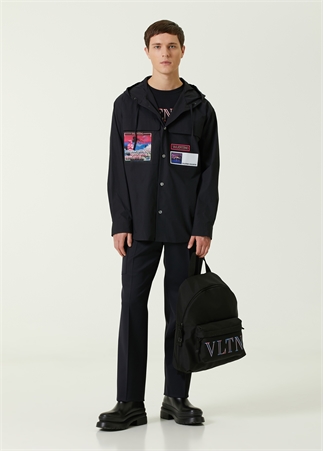 Valentino Erkek Lacivert Yün Kargo Pantolon 46 IT