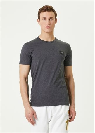 Dolce&Gabbana Erkek Gri Logolu T-shirt 44 IT