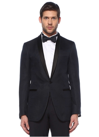 Pal Zileri Erkek Lacivert Şal Yaka Desenli Ceket 48 IT