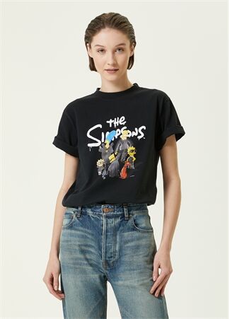 Balenciaga Kadın x The Simpsons Siyah Bisiklet Yaka T-shirt S EU