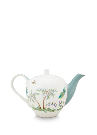 Pip Studio Jolie Beyaz Desenli Küçük Porselen Demlik