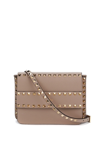 Valentino Garavani Kadın Rockstud Nude Deri Omuz Çantası Pembe EU Valentino Garavani Kadın Rockstud Nude Deri Omuz Çantası Pembe EU