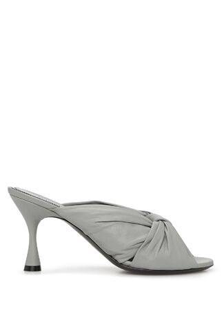 Balenciaga Kadın Drapy Gri Topuklu Deri Terlik 38 EU