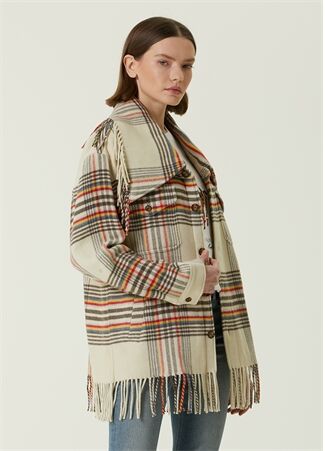 Polo Ralph Lauren Kadın Bej Ekoseli Püskül Detaylı Gömlek L EU