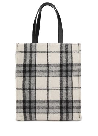 Academia Kadın Siyah Beyaz Ekose Desenli Alışveriş Çantası EU