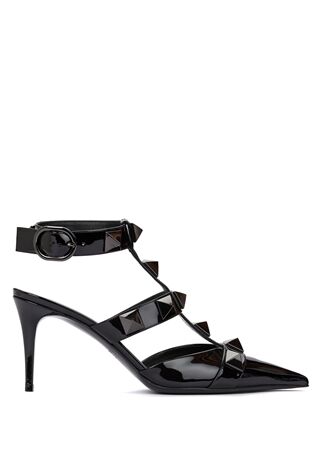 Valentino Garavani Kadın Siyah Bantlı Deri Topuklu Ayakkabı 36 EU