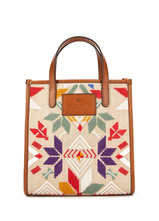 Etro Kadın Colorblocked Etnik Desenli Çanta Bej EU Etro Kadın Colorblocked Etnik Desenli Çanta Bej EU