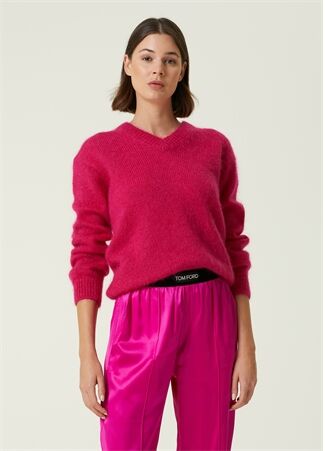Tom Ford Kadın Pembe Örgü Dokulu Kazak S EU