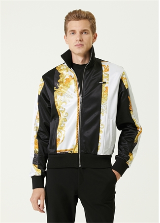 Versace Erkek Siyah Barok Desenli Bomber Mont S EU