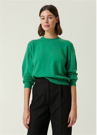 Loulou Studio Kadın Arutua Yeşil Bisiklet Yaka Kaşmir Kazak L EU