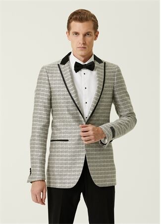 Pal Zileri Erkek Gri Kırlangıç Yaka Biye Detaylı İpek Ceket 48 IT