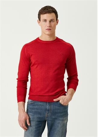 Etro Erkek Kırmızı Bisiklet Yaka Yün Kazak Bordo XL EU