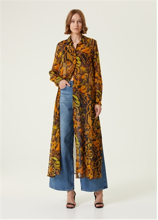 Academia Kadın Tropikal Desenli Midi Şifon Gömlek Elbise 36 Academia Kadın Tropikal Desenli Midi Şifon Gömlek Elbise 36