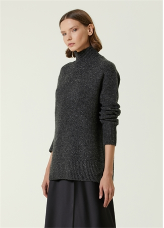 Vince Kadın Antrasit Balıkçı Yaka Merino Kazak Gri S EU