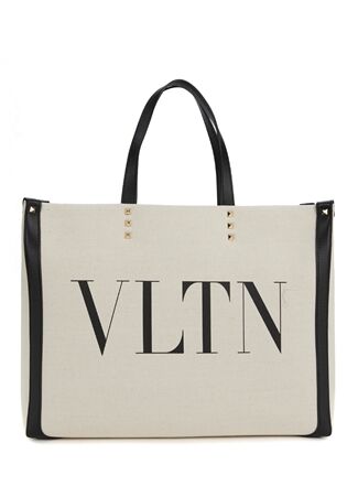 Valentino Garavani Kadın Bej Siyah Logolu Omuz Çantası EU