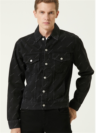 Sandro Erkek Siyah Logo Desenli Denim Mont S EU