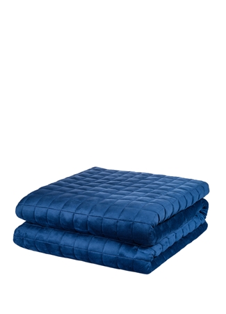 Sinada Mavi Kapitoneli Pamuk Saten Battaniye