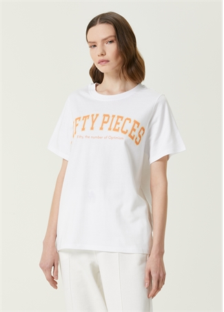 Fifty Pieces Kadın Beyaz Logo Baskılı Oversize T-shirt L EU Fifty Pieces Kadın Beyaz Logo Baskılı Oversize T-shirt L EU