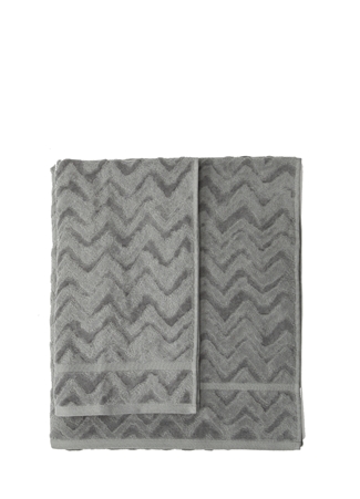 Missoni Home Rex Gri Zikzak Desenli 2li Havlu Seti