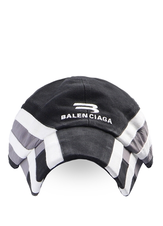 Balenciaga Erkek Siyah Gri Logolu Şapka L EU