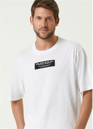 Dolce&Gabbana Erkek Beyaz Logo Detaylı T-shirt 44 IT