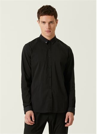 Academia Erkek Siyah Yakası Kuş Gözü Detaylı Gömlek XS EU