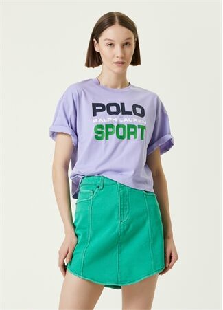 Polo Ralph Lauren Kadın Lila Bisiklet Yaka Logolu T-shirt Mor Xs Eu