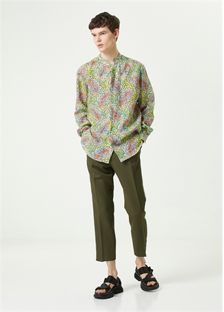 Etro Erkek Haki Şerit Logolu Cropped Pantolon Yeşil 54 IT Etro Erkek Haki Şerit Logolu Cropped Pantolon Yeşil 54 IT