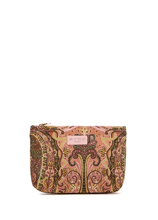Etro Kadın Pembe Şal Desenli Makyaj Çantası EU Etro Kadın Pembe Şal Desenli Makyaj Çantası EU