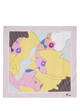 Fendi Kadın Colorblocked Logo Detaylı 90x90 Cm İpek Eşarp Eu Fendi Kadın Colorblocked Logo Detaylı 90x90 Cm İpek Eşarp Eu