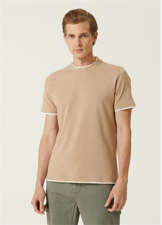 Brunello Cucinelli Erkek Bej Basic T-shirt 48 IT