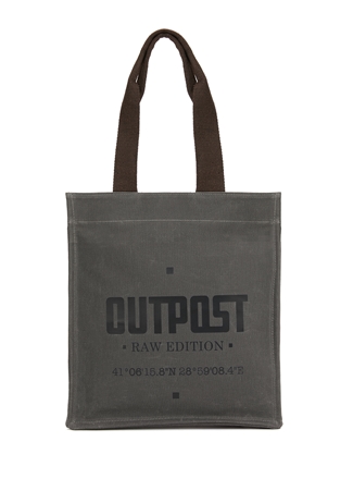 Outpost Kadın Raw Antrasit Logolu Alışveriş Çantası Gri EU Outpost Kadın Raw Antrasit Logolu Alışveriş Çantası Gri EU